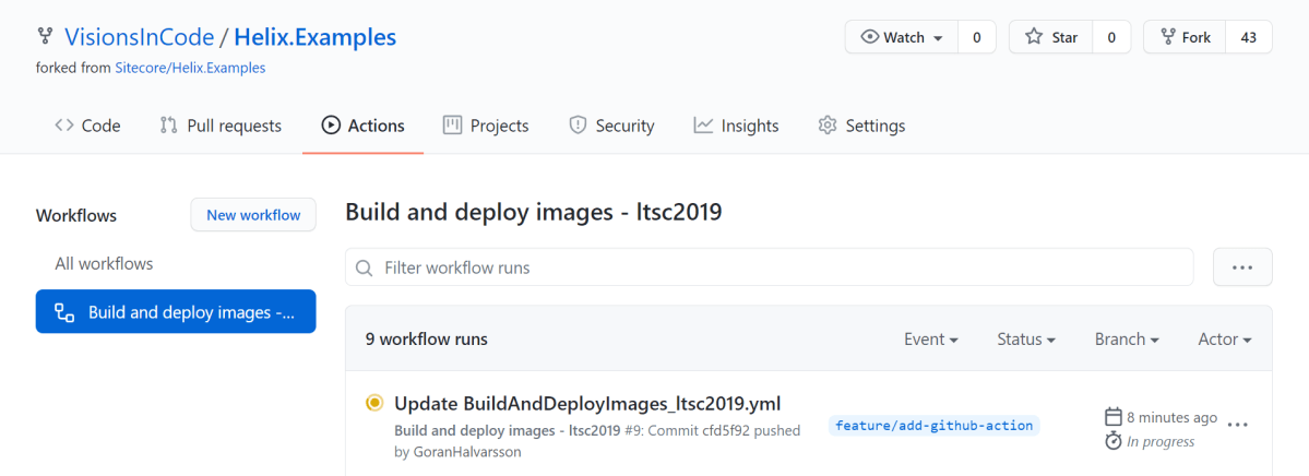 Building and pushing docker images using GitHub Actions for your Sitecore solution – Visions In Code